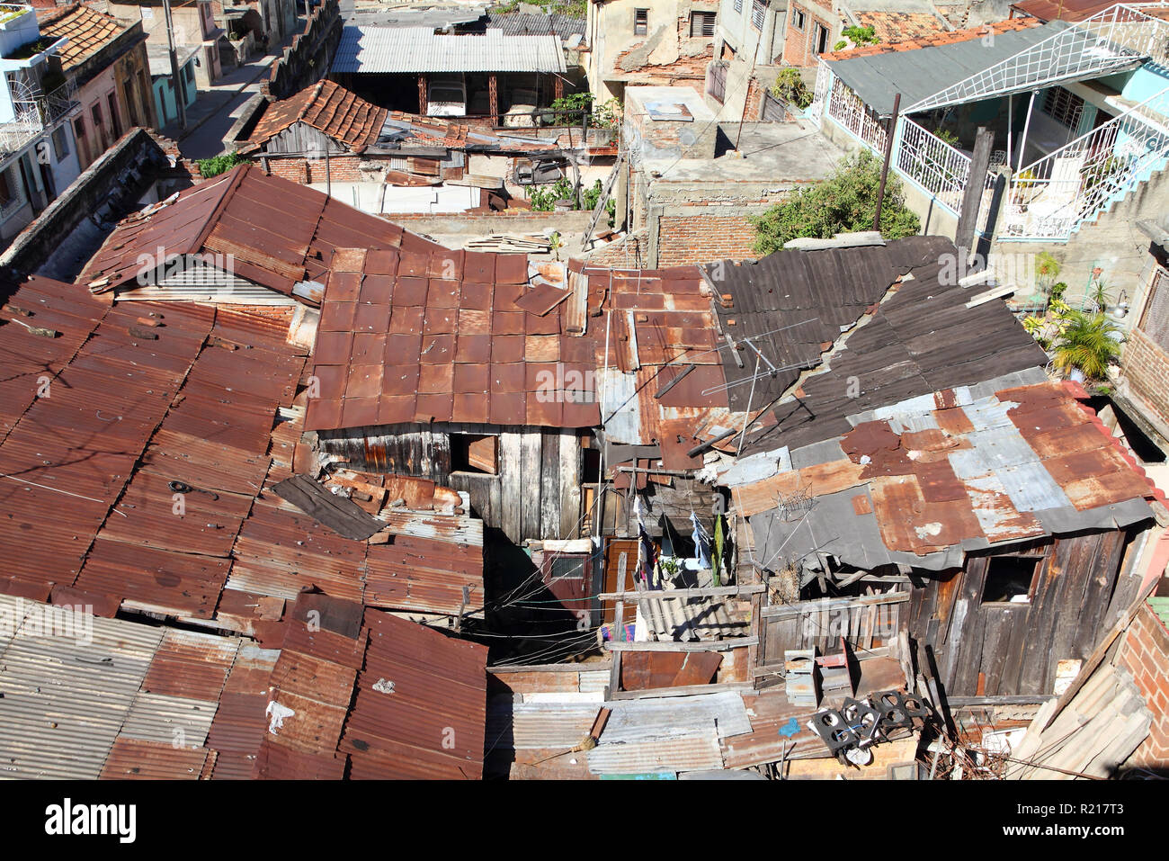 Slums area - poor buildings in Santiago de Cuba Stock Photo - Alamy