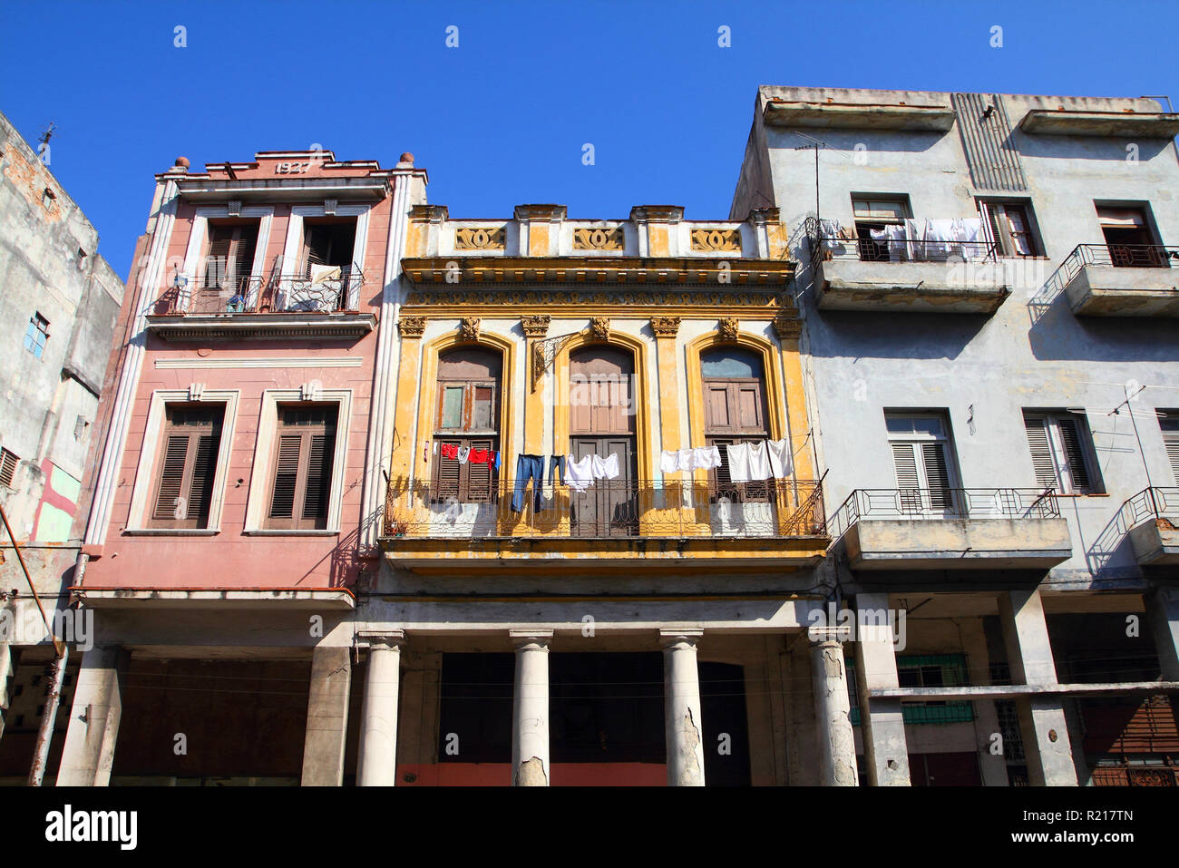 Havana, Cuba - city architecture. Old residential buildings Stock Photo ...