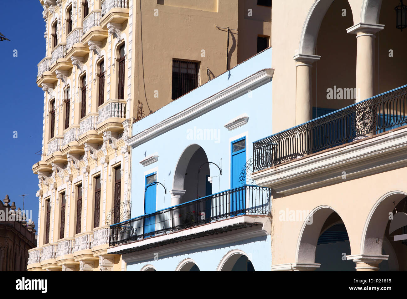 Havana, Cuba - city architecture. Renovated architecture at famous ...