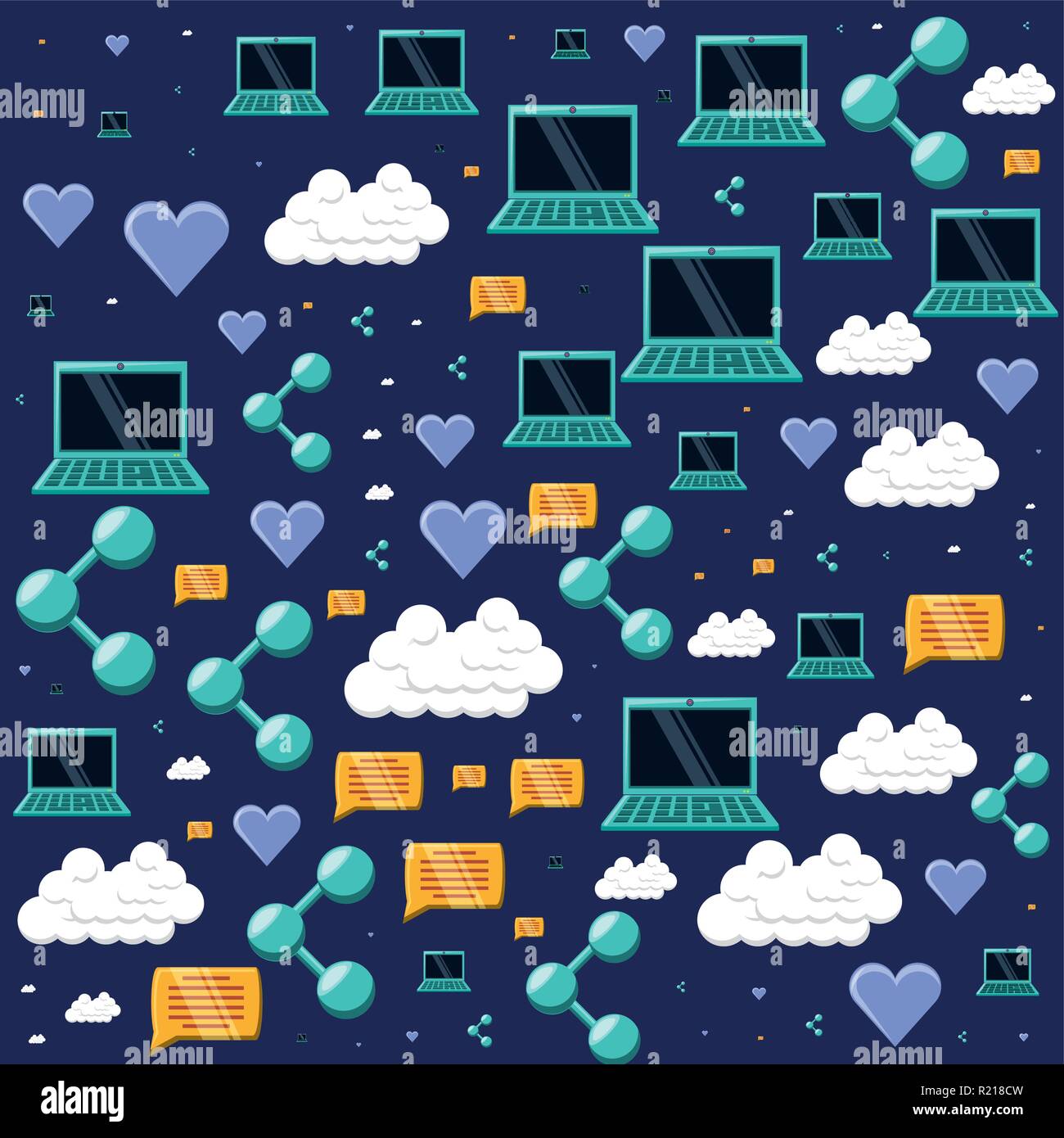 social media technology pattern background vector illustration design ...