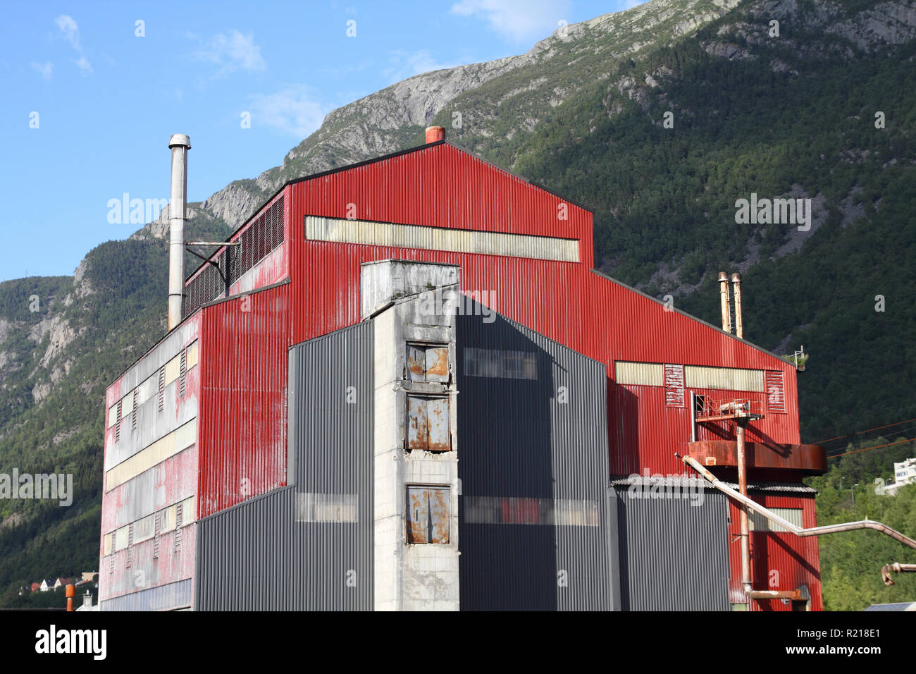 Norway, Hordaland county. Odda smelter, abandoned industrial factory ...