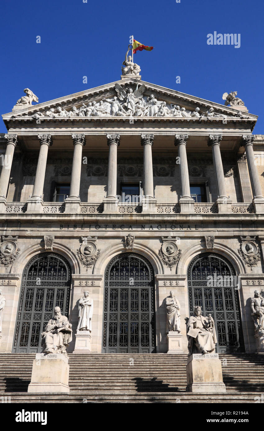 National Library of Spain. Architecture in Madrid Stock Photo - Alamy