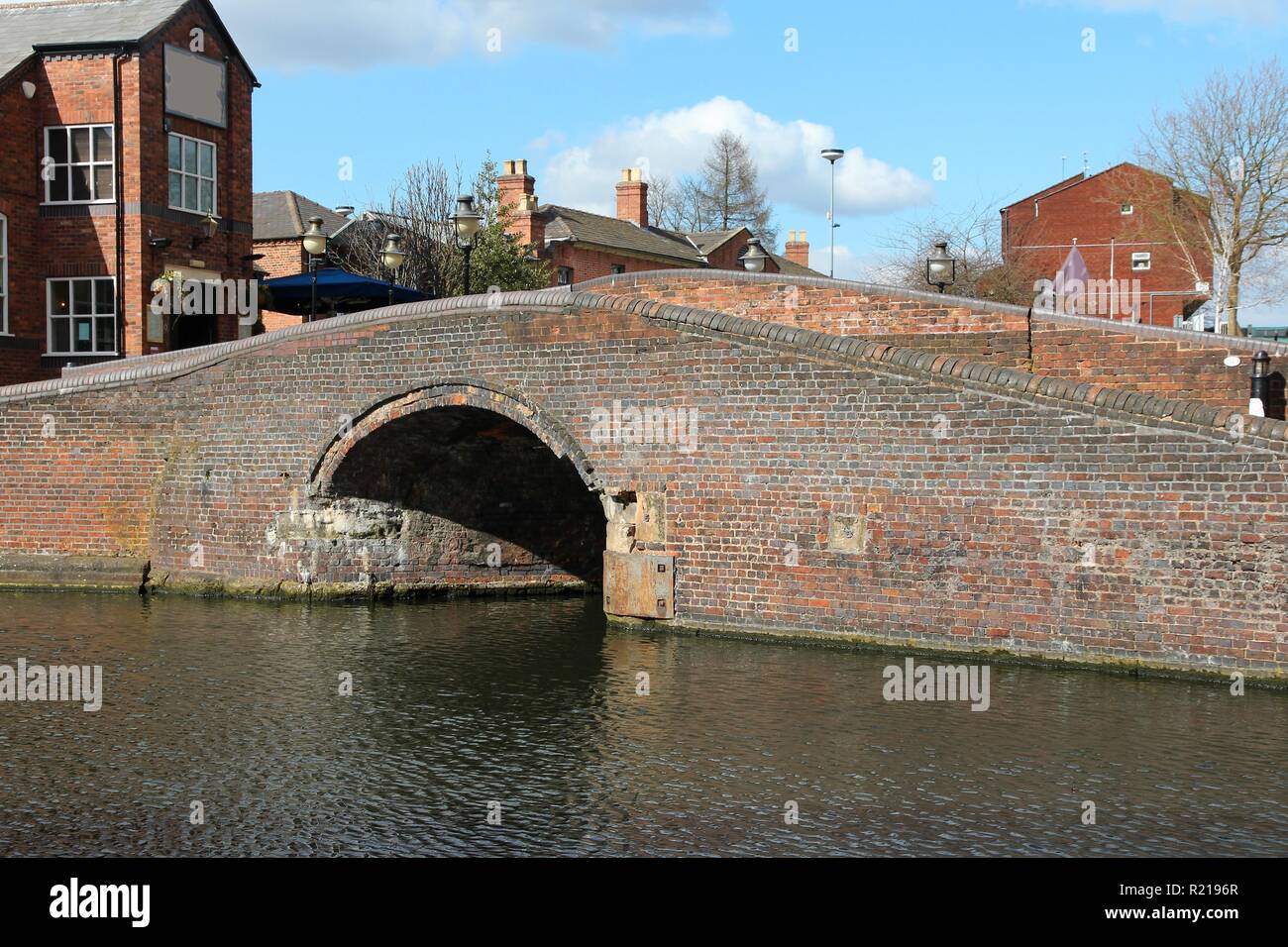 Birmingham water canal network - brick footbridge. West Midlands ...