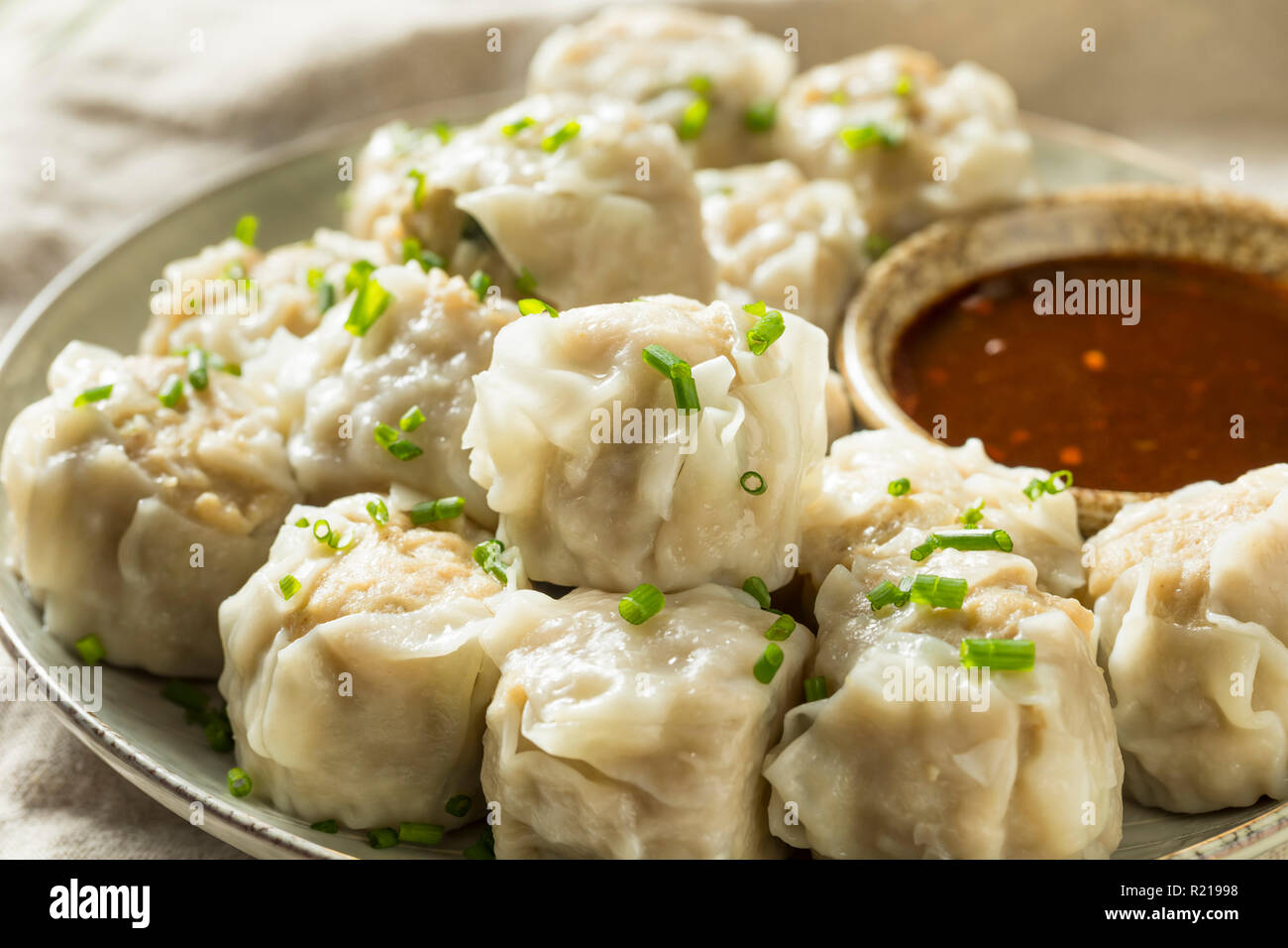 Homemade Pork Shu Mai Dumplings with Dipping Sauce Stock Photo - Alamy