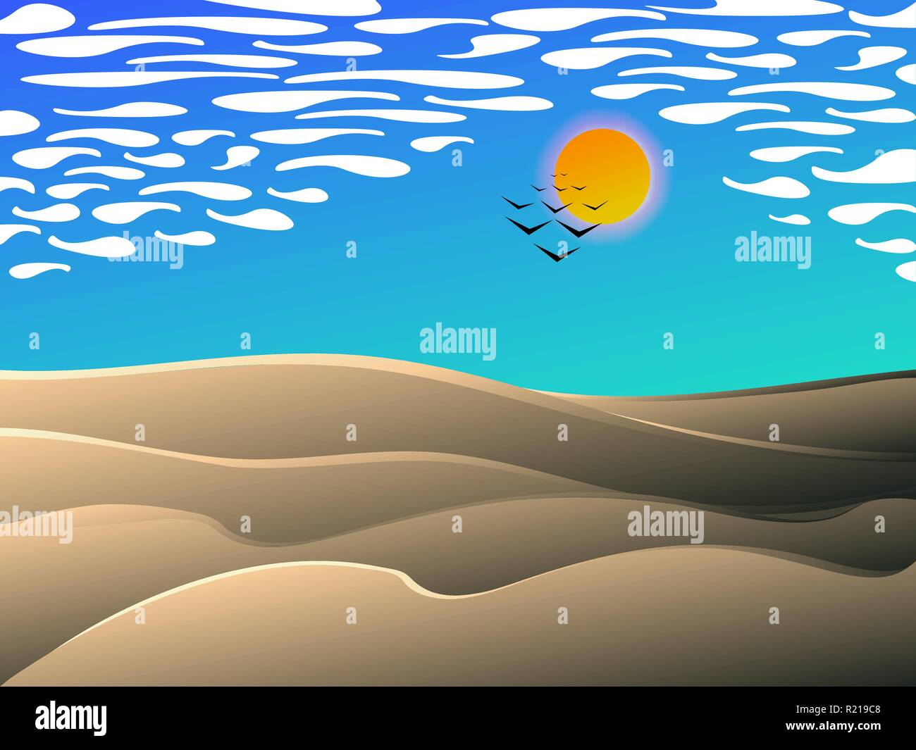 desert midday landscape , vector cartoon illustration Stock Vector ...