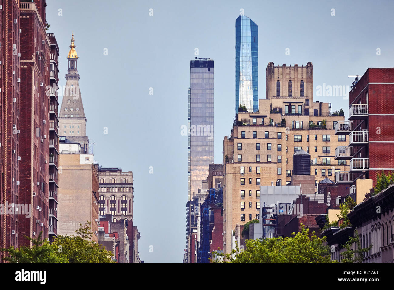 Manhattan diverse architecture, color toning applied, New York City ...