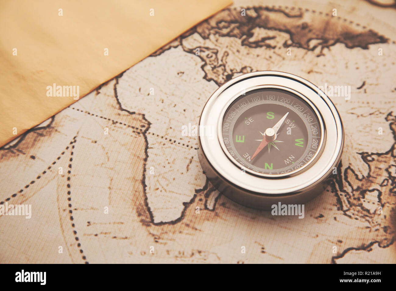 compass and map Stock Photo - Alamy