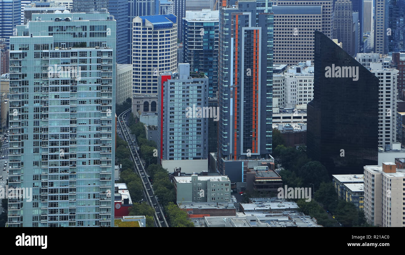An aerial view of the Seattle, Washington cityscape Stock Photo - Alamy