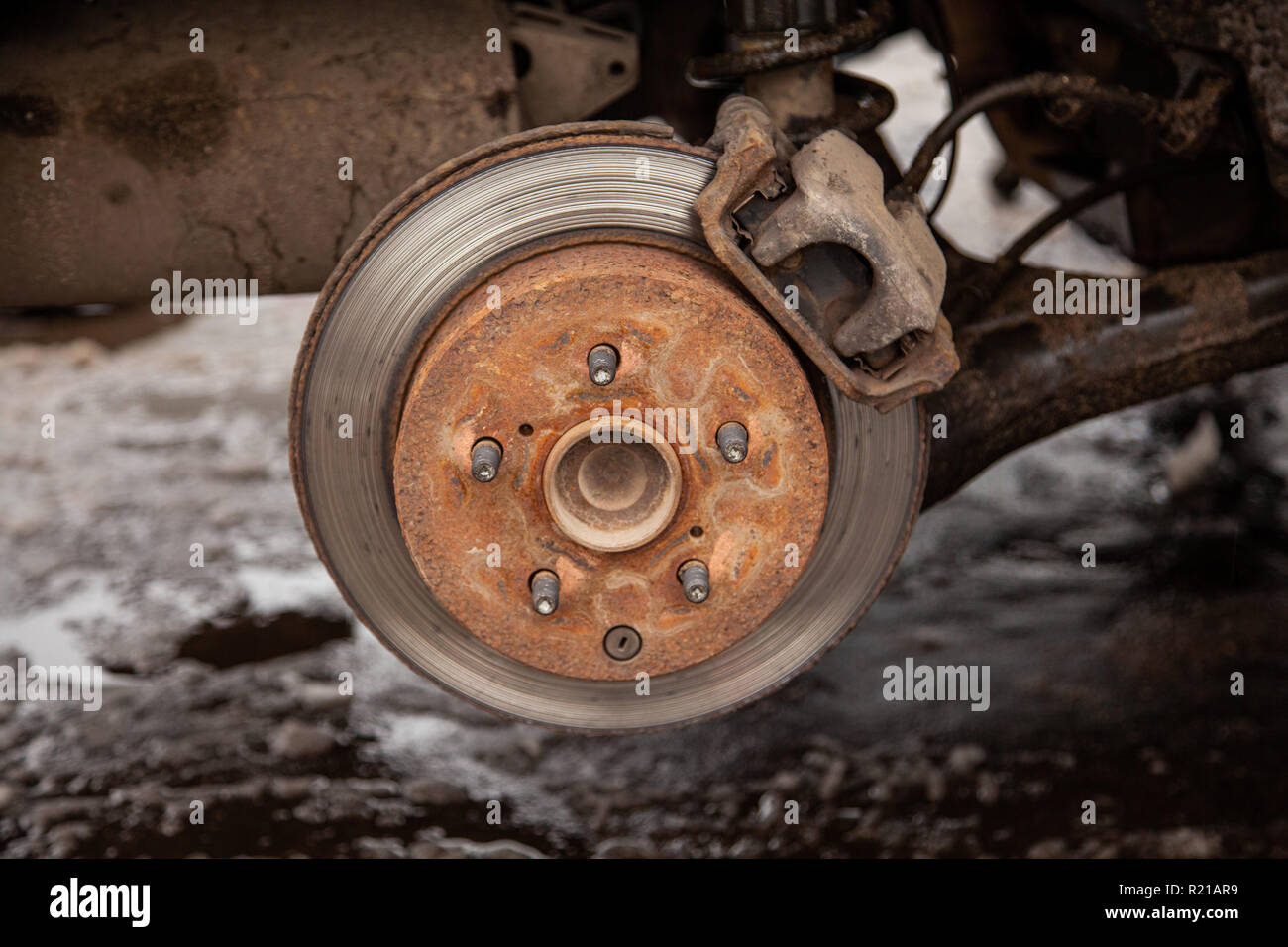 Old brake disc in the car, security Stock Photo - Alamy