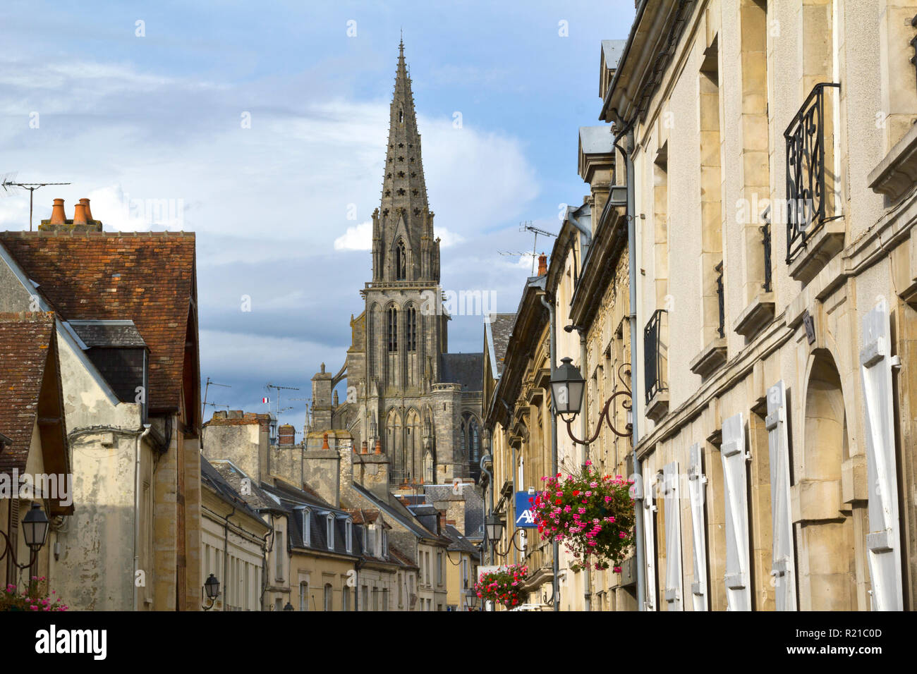 Sees, Normandy, France - 19th September 2014: Sees Cathedral towers ...
