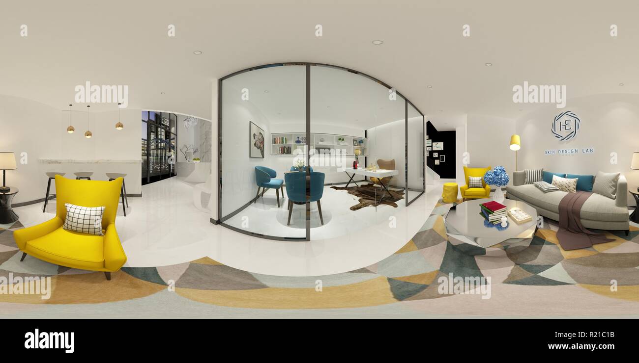 360 Degrees Home Interior, Living Room Stock Photo - Alamy
