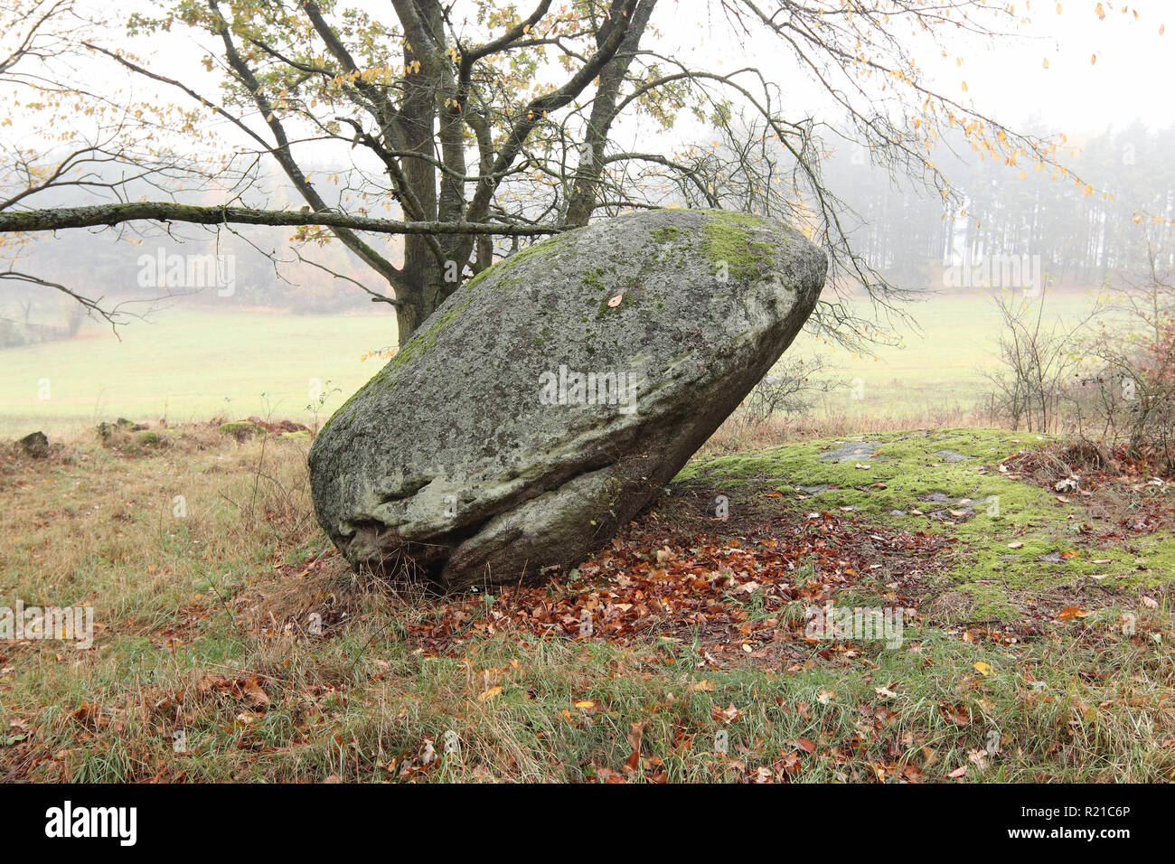 Balanced boulder - interesting rock formation, radvanov village, Czech ...