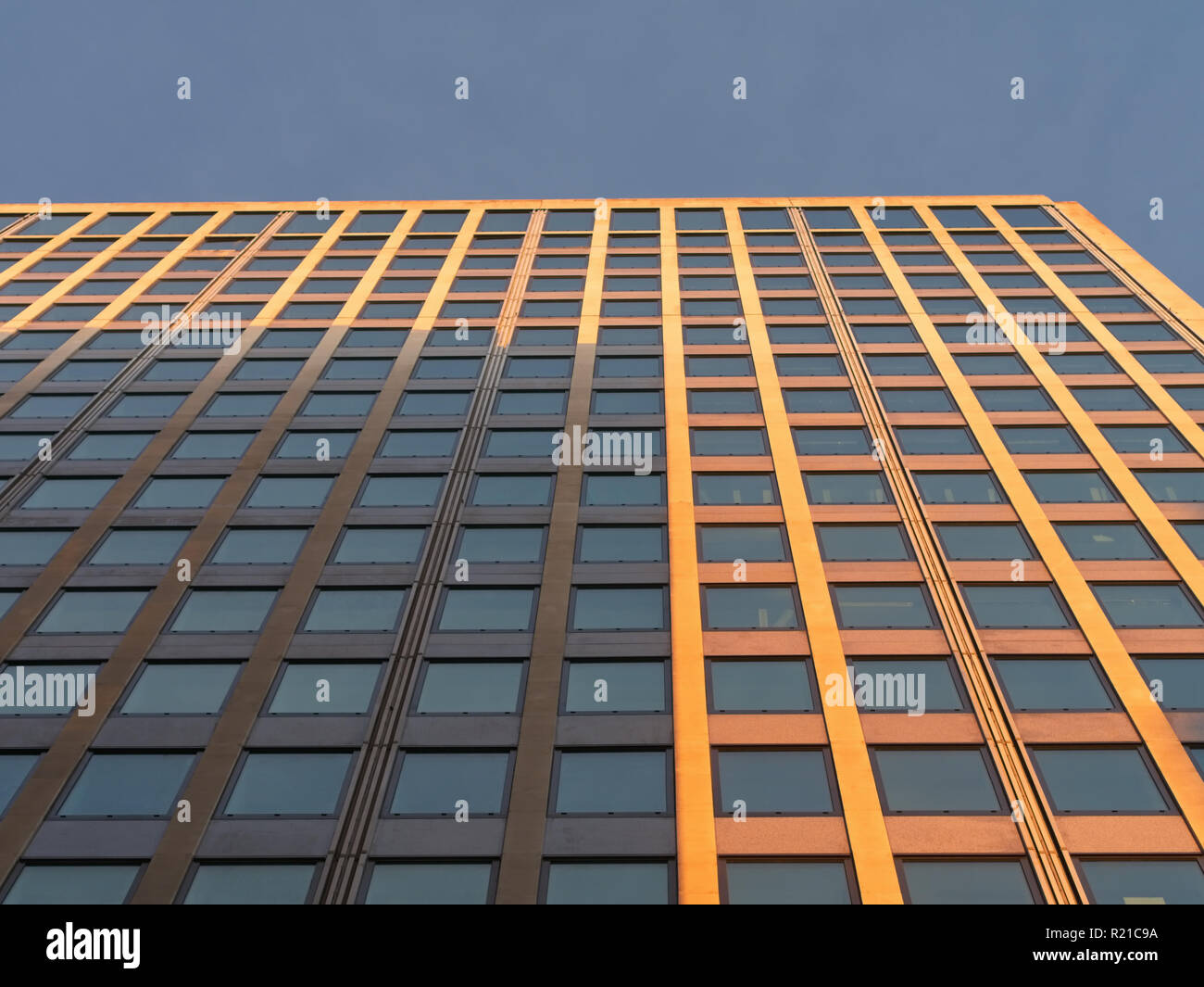 Abstract fragment of contemporary architecture. Low angle perspective ...