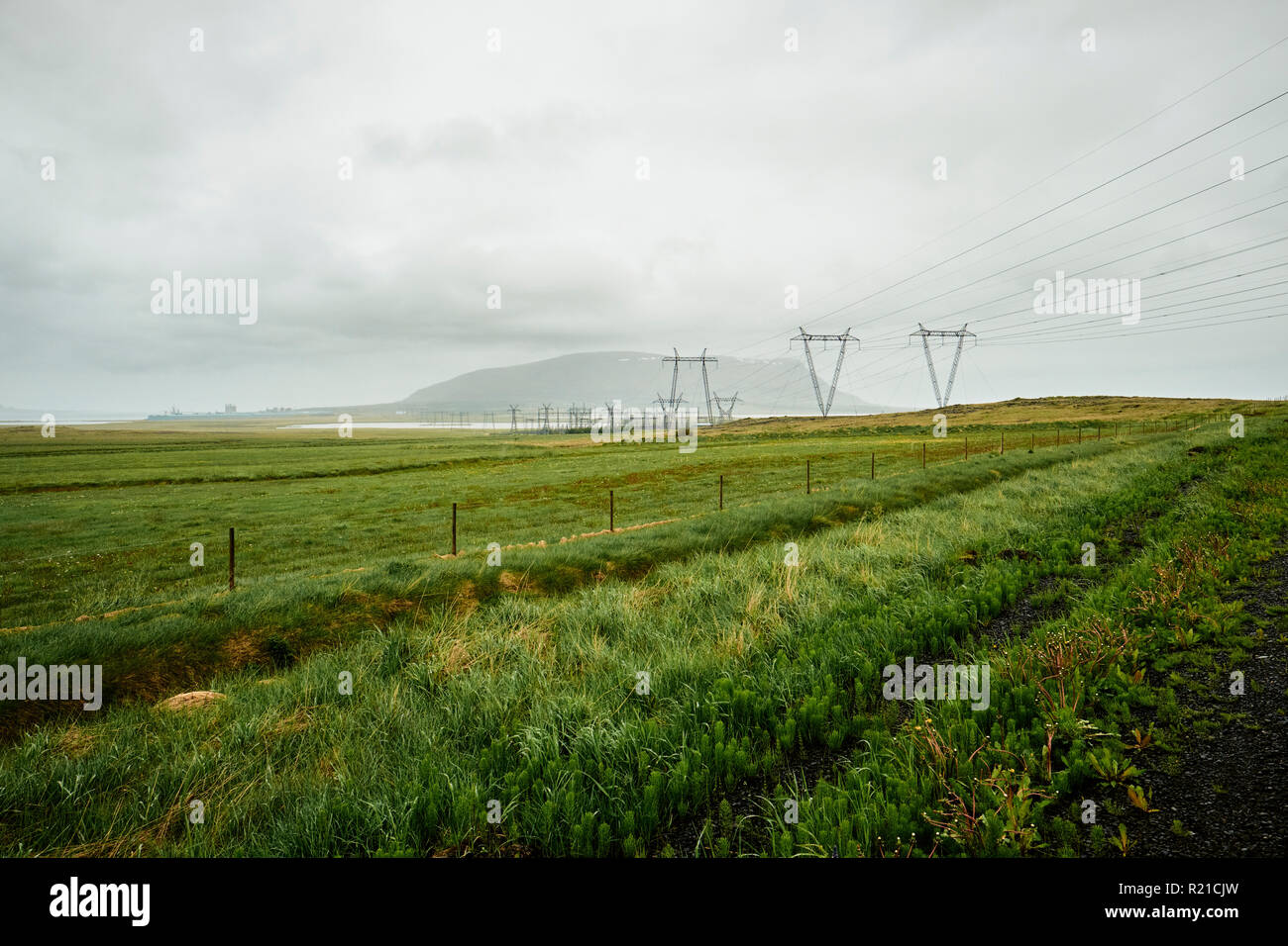 Electricity pylons in the remote Iceland landscape Stock Photo - Alamy