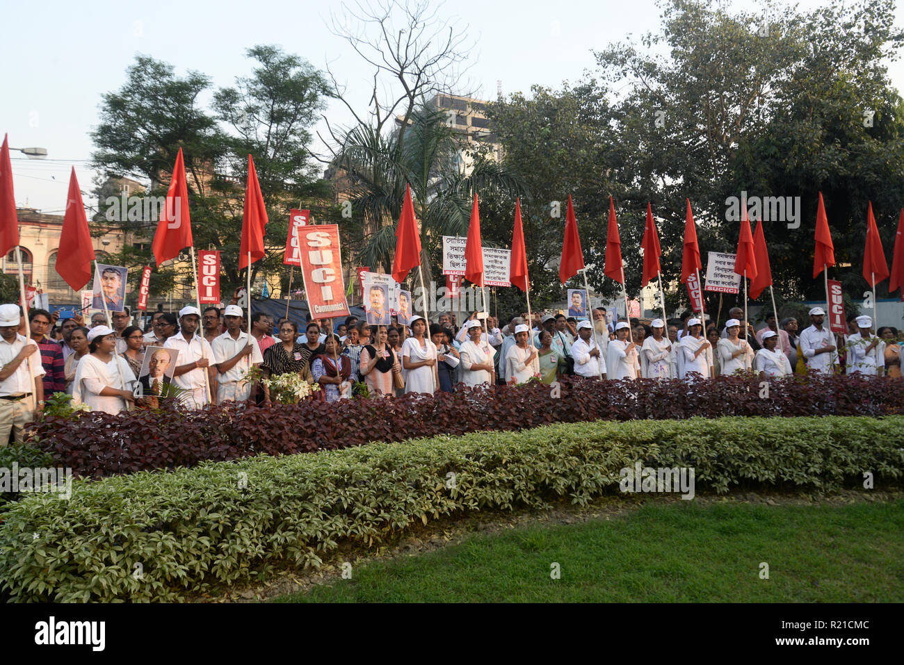 Kolkata, India. 15th Nov, 2018. Activist of Socialist Unity Centre of India (Communist) or SUCI ...