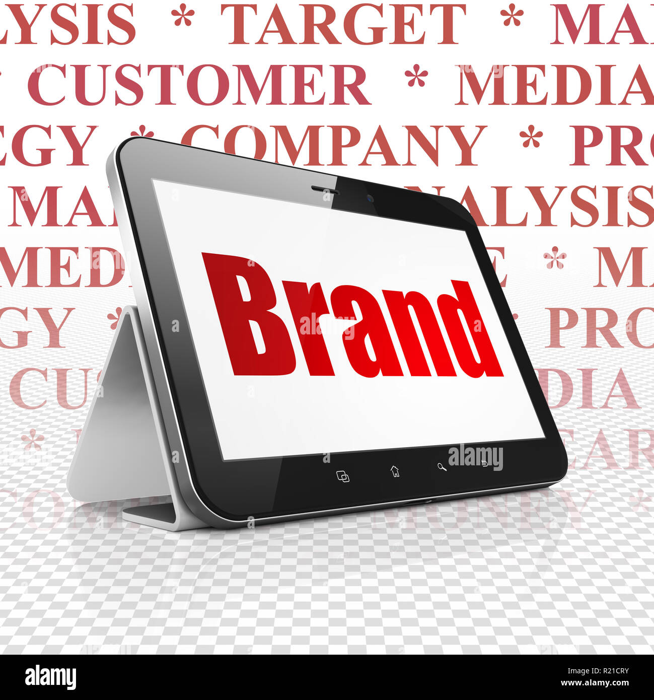 Advertising concept: Tablet Computer with Brand on display Stock Photo ...