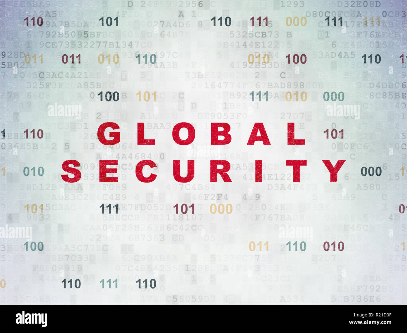 Protection concept: Global Security on Digital Data Paper background ...
