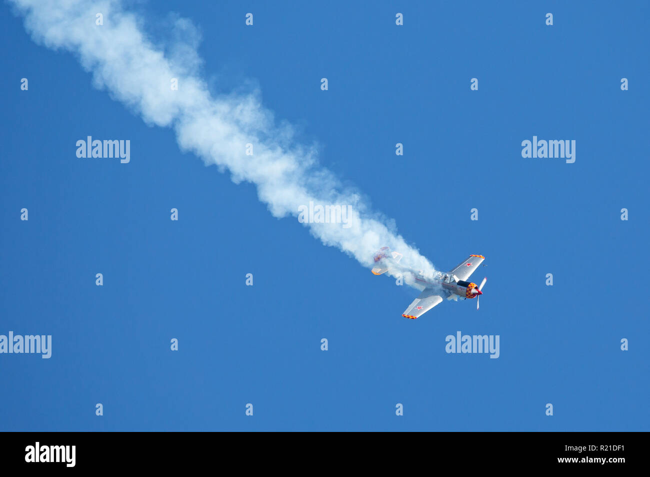 MONROE, NC (USA) - November 10, 2018: An aerobatic aircraft performs a ...