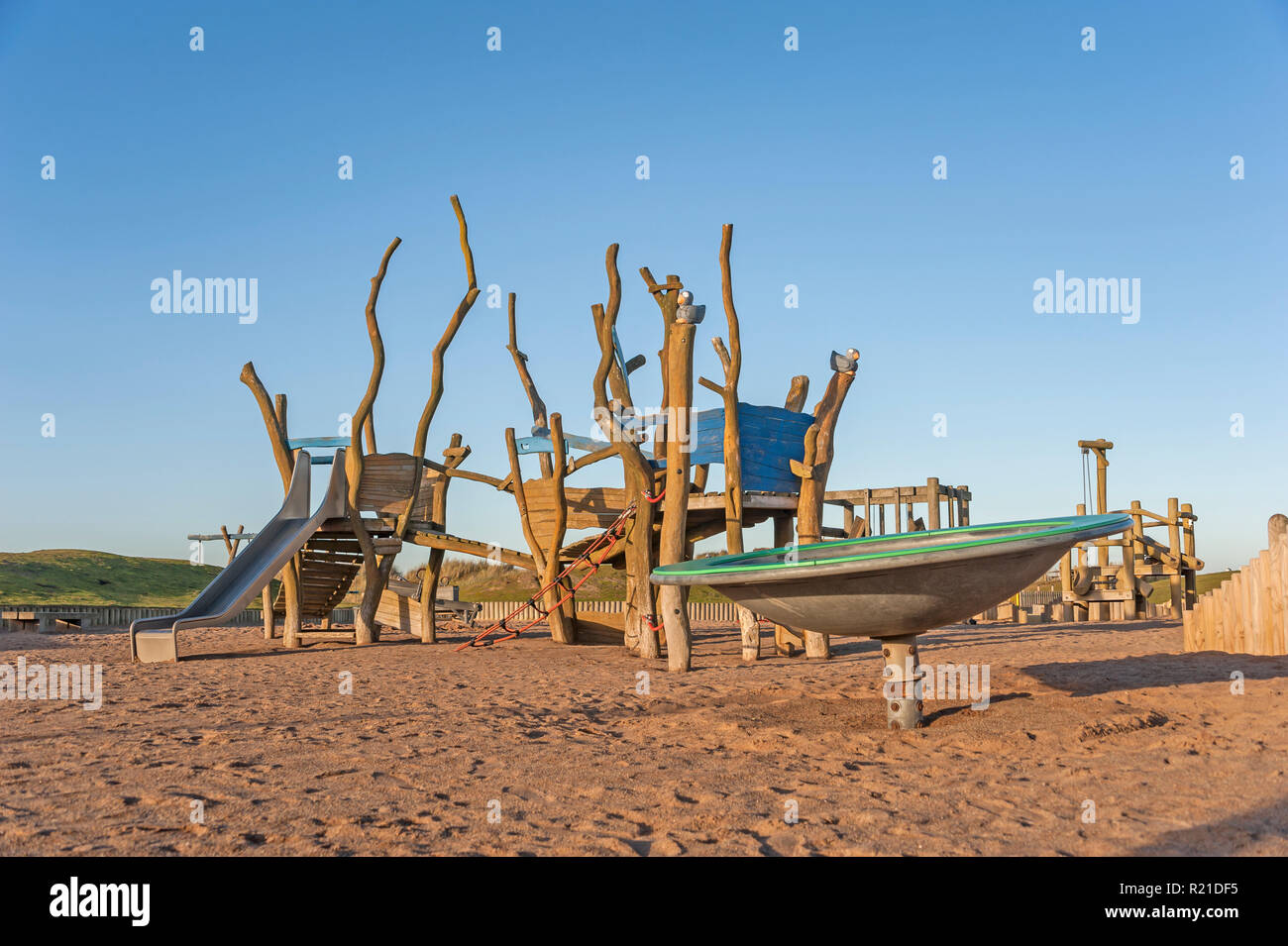 Children’s amusement park and play area with various play items ...