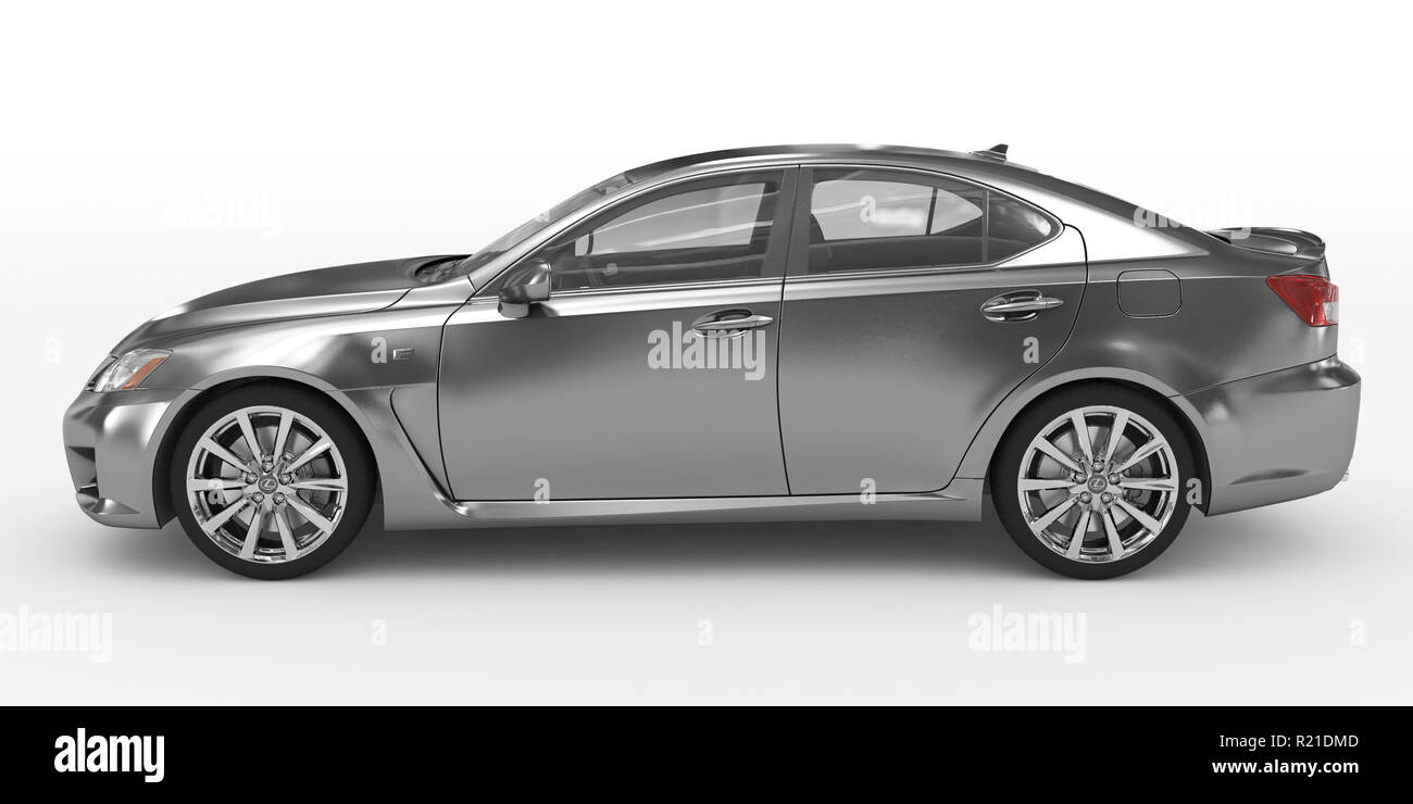 car isolated on white - metal, transparent glass - left side view - 3d ...