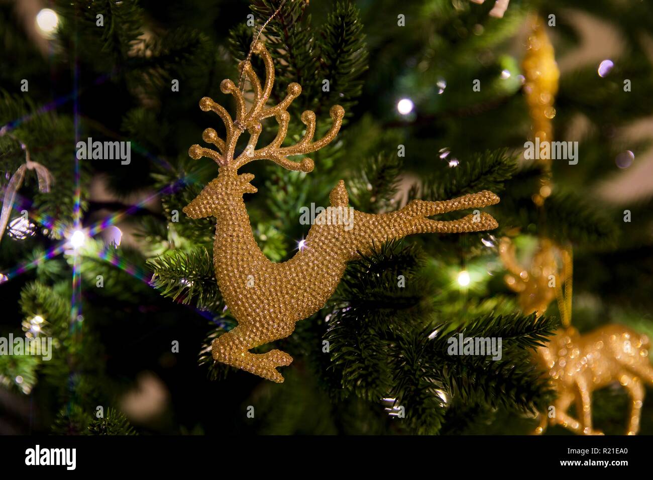 Reindeer Christmas Tree Decoration Stock Photo - Alamy