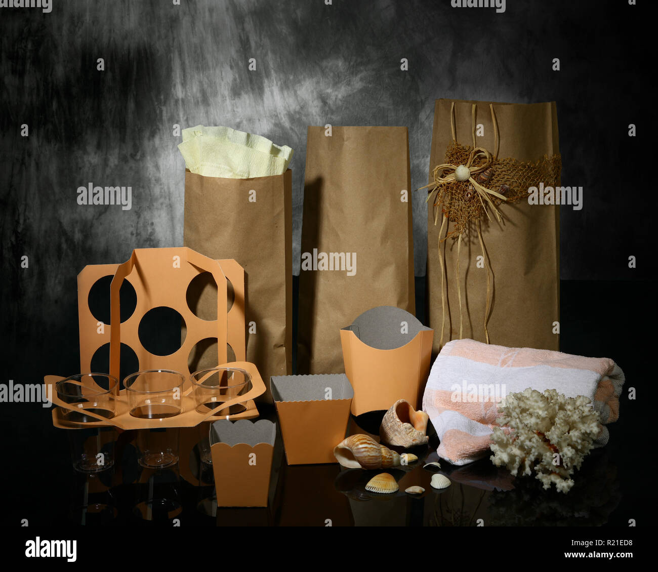 A shot of different types of brown packaging Stock Photo - Alamy