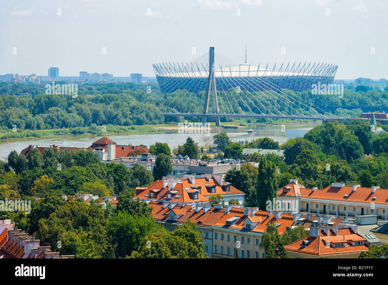 Warsaw old town panorama national stadium hi-res stock photography and ...