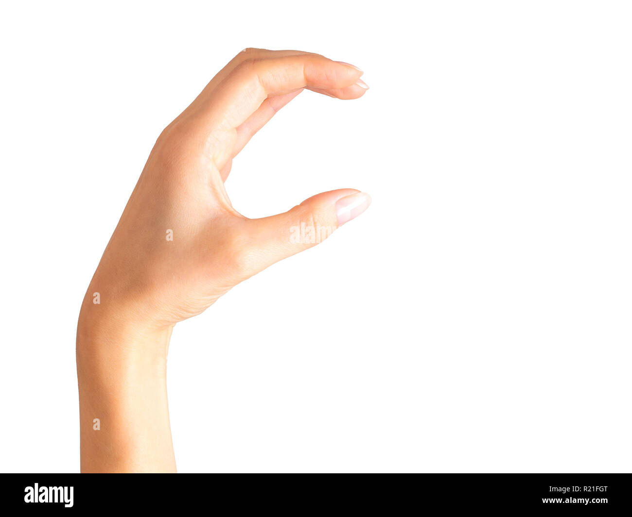 Woman hand showing picking up pose or holding Stock Photo - Alamy