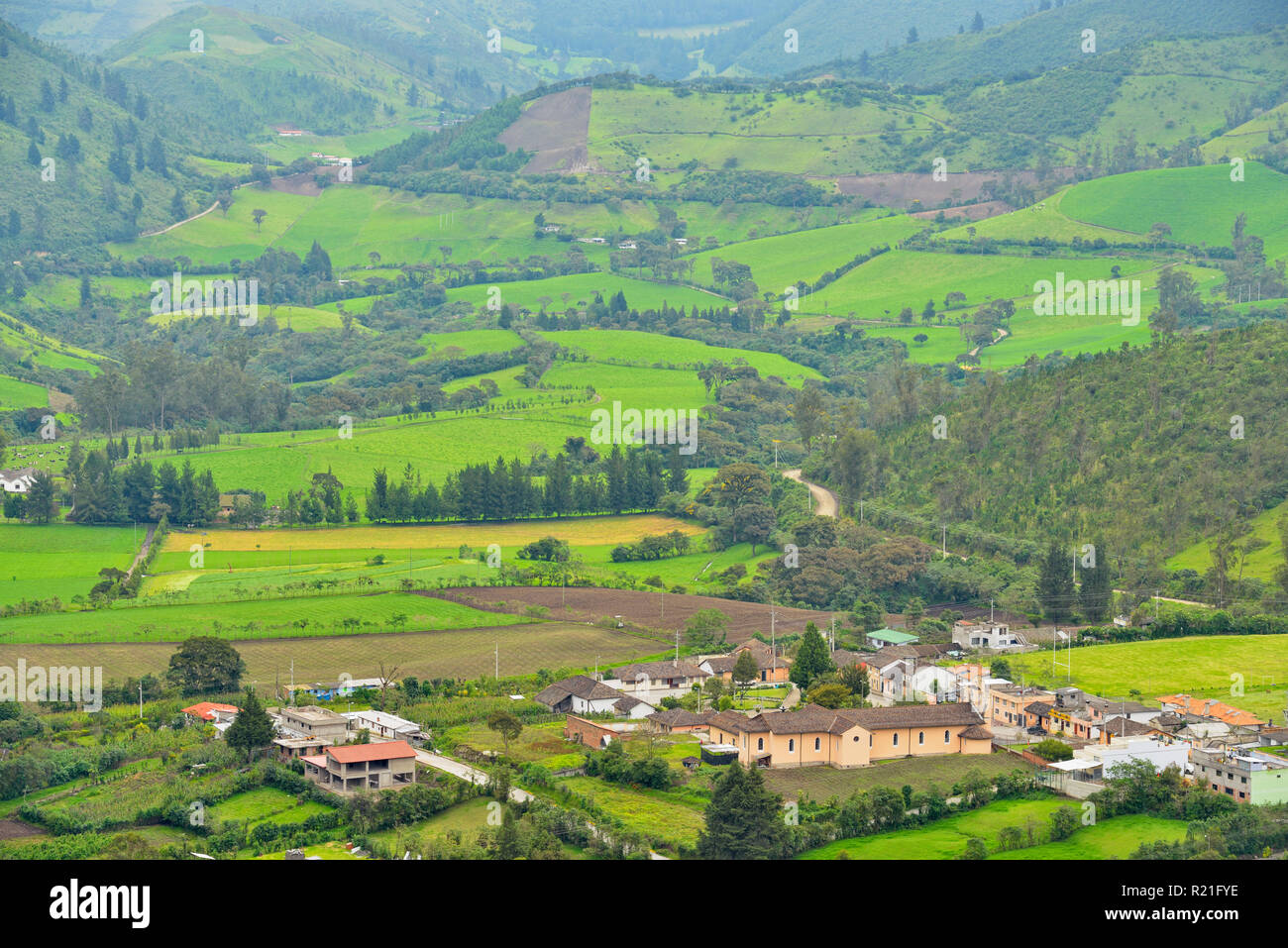 Overview of the town of Nono with surrounding valley from a high ...