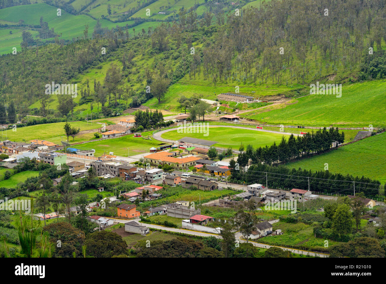 Overview of the town of Nono with surrounding valley from a high ...