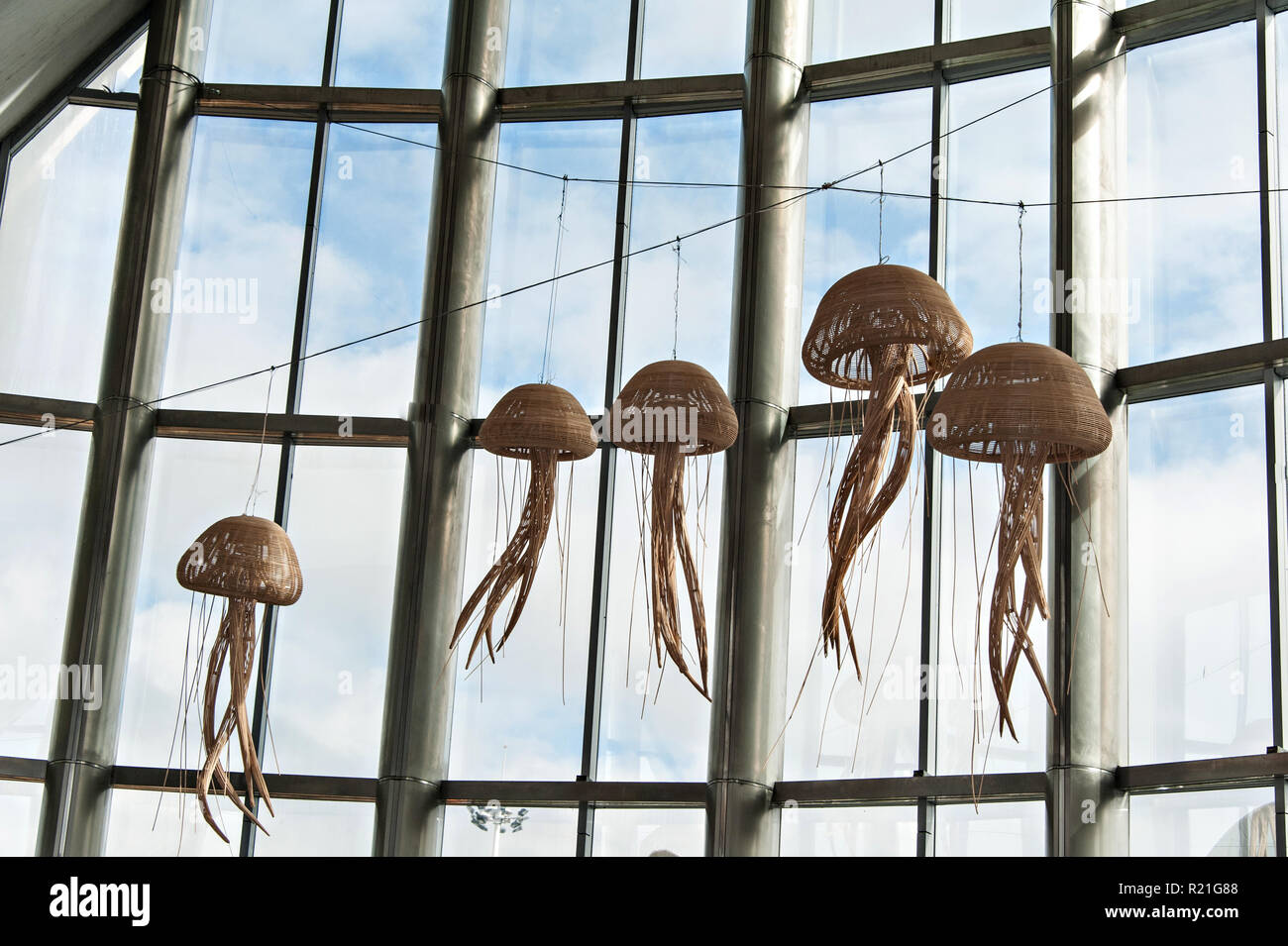 Jellyfish art in the interior of the Oceanografic building at the City ...