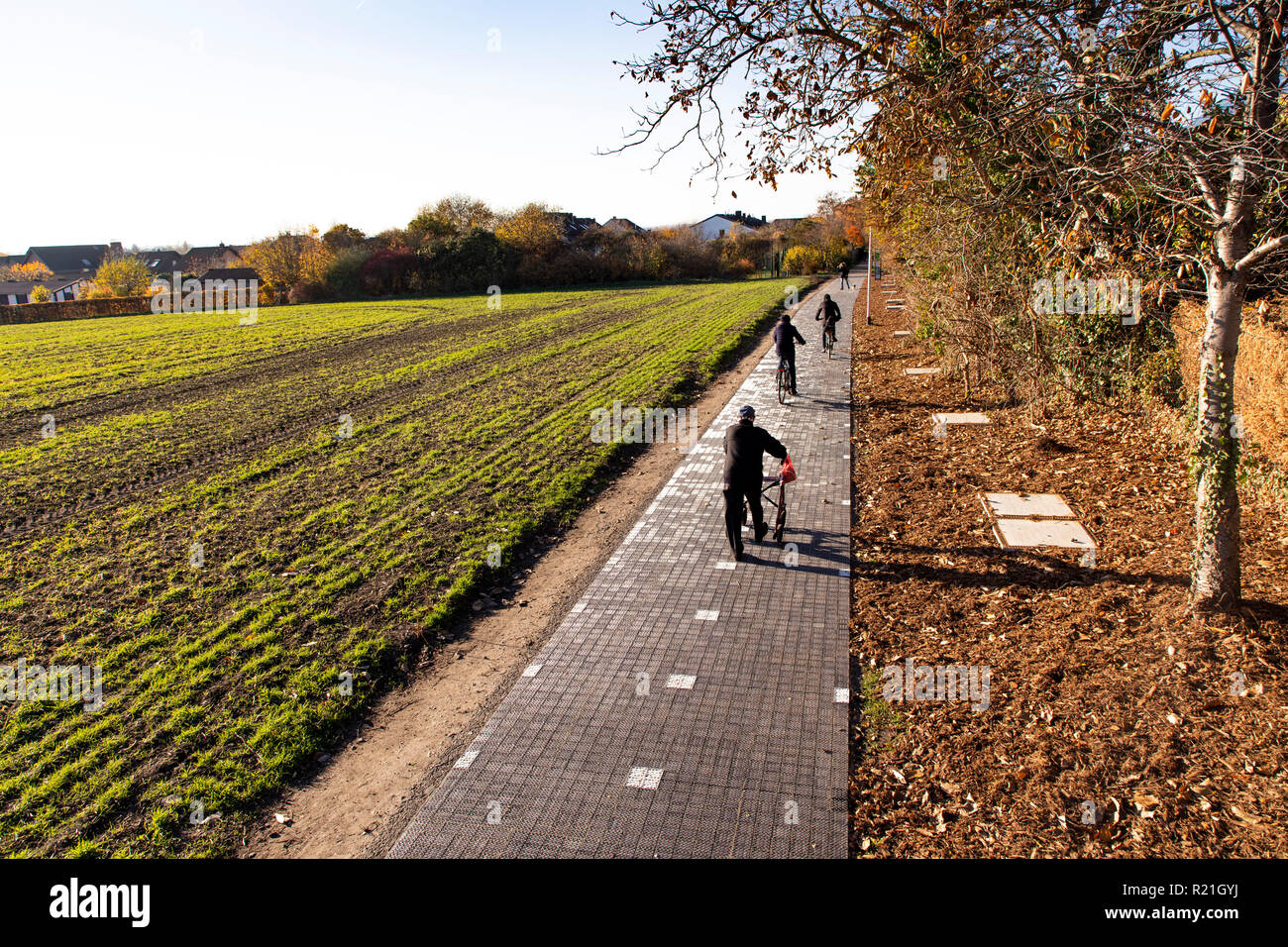 First solar cycle path in Germany, in Erftstadt, a 90 meter long test ...