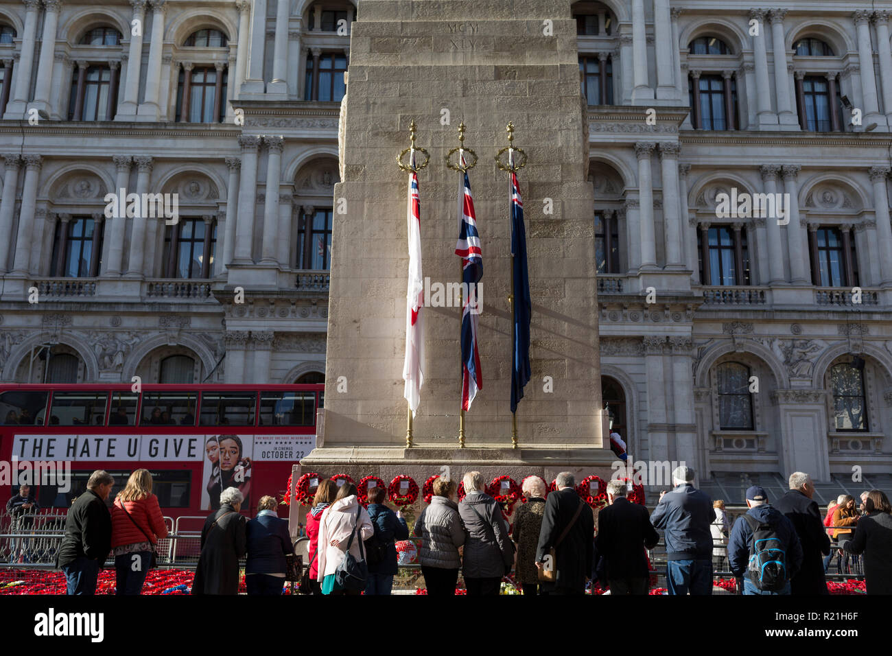 Visitors to the Cenotaph in Whitehall pay their respects to those ...