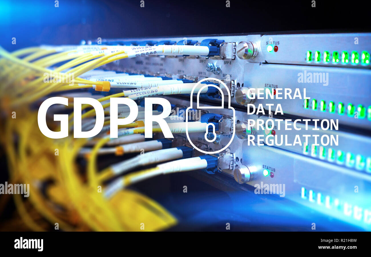 GDPR, General data protection regulation compliance. Server room ...