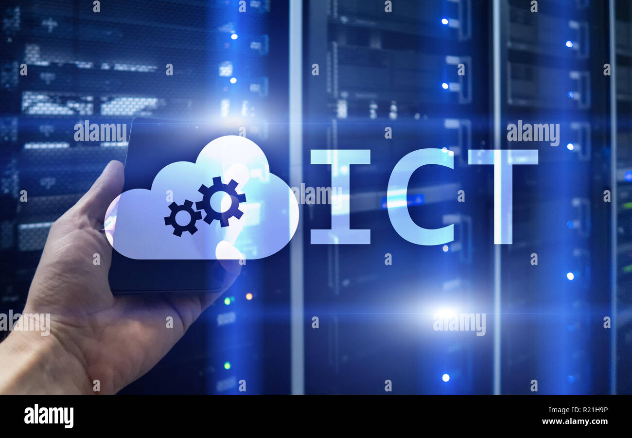 ICT - information and communications technology concept on server room ...