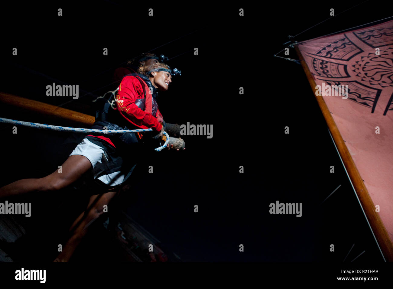 Night sailing on the Marumaru Atua, a 22-metre modern 'vaka' built in ...