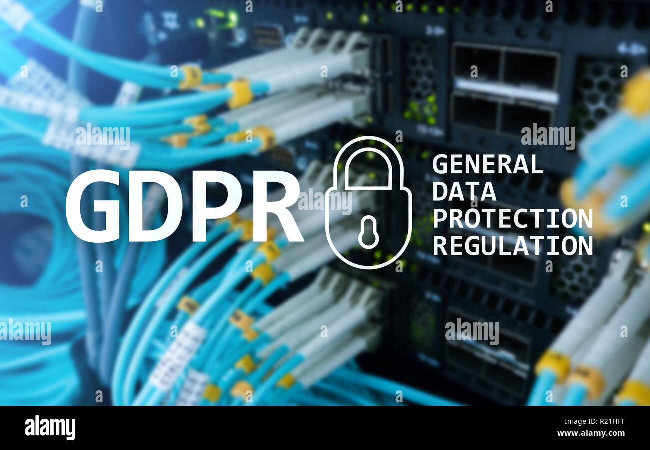 GDPR, General data protection regulation compliance. Server room ...