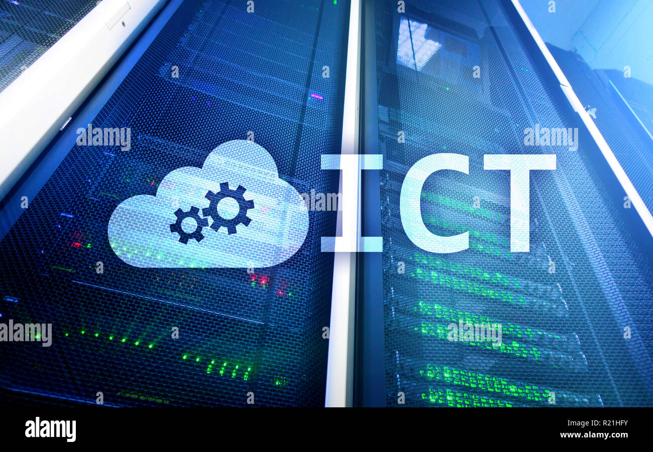 ICT - information and communications technology concept on server room ...