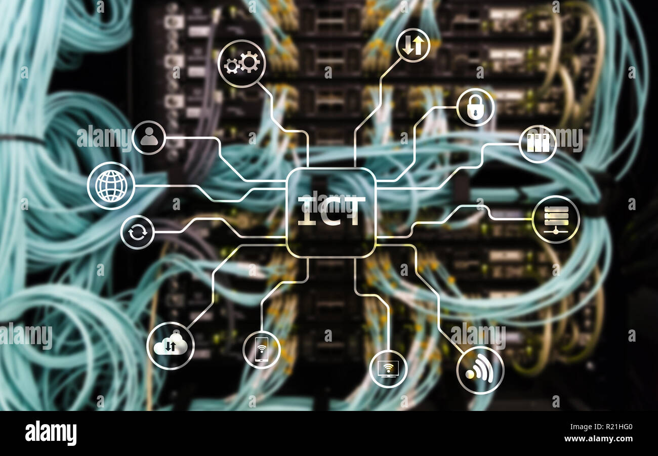 ICT - information and communications technology concept on server room ...