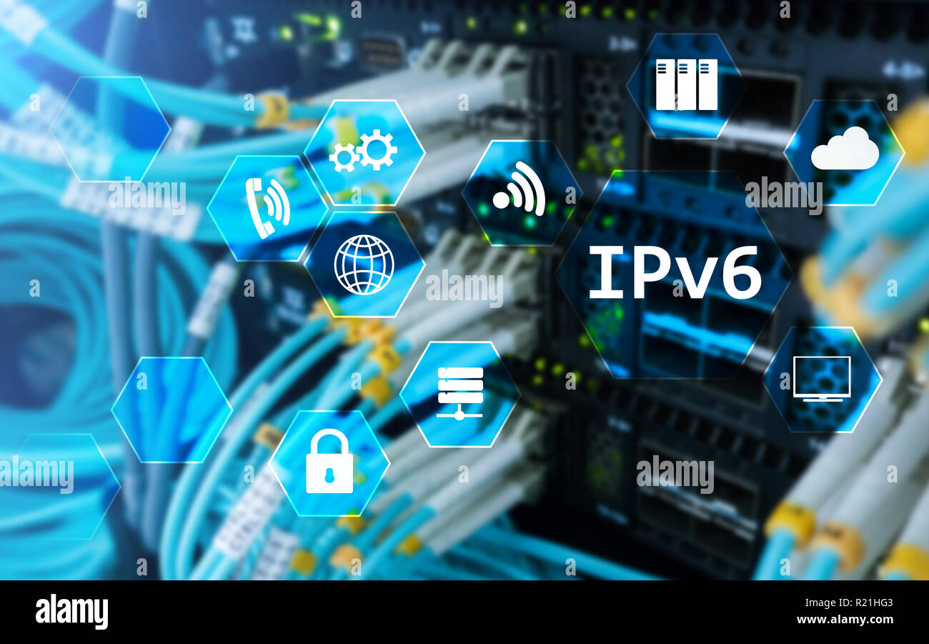 Ipv6 network technology concept on server room background Stock Photo ...