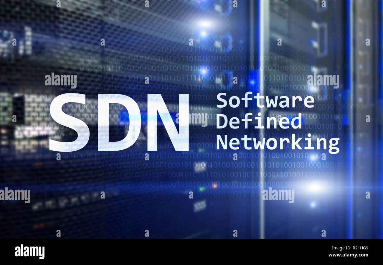 SDN, Software defined networking concept on modern server room ...