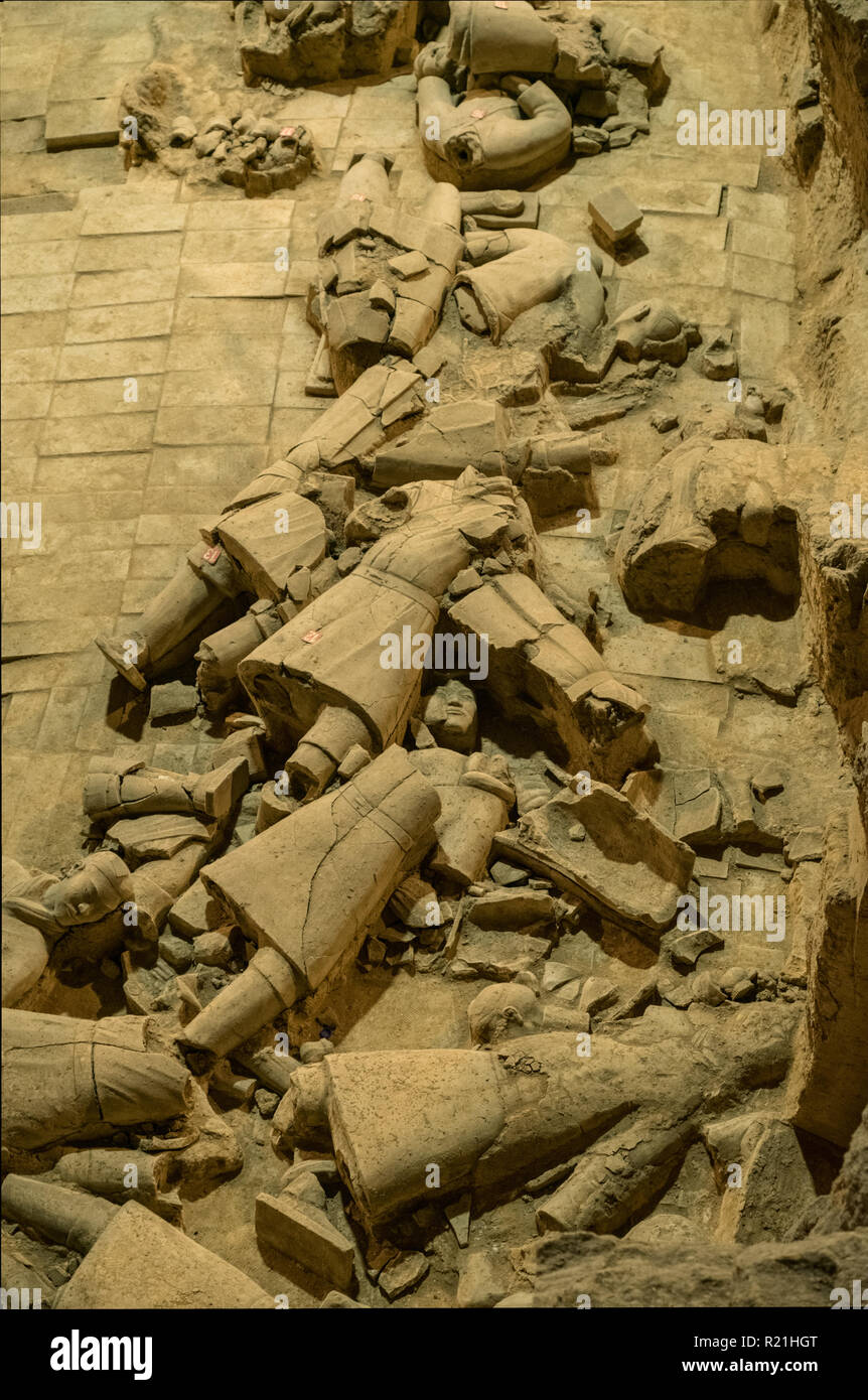 Terracotta Army warriors buried in Emperor tomb outside Xian China ...