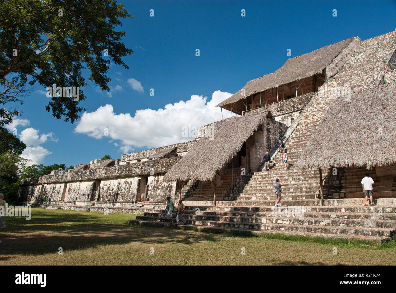 Steep stone stairs lead to the top platform of the Acropolis at the ...