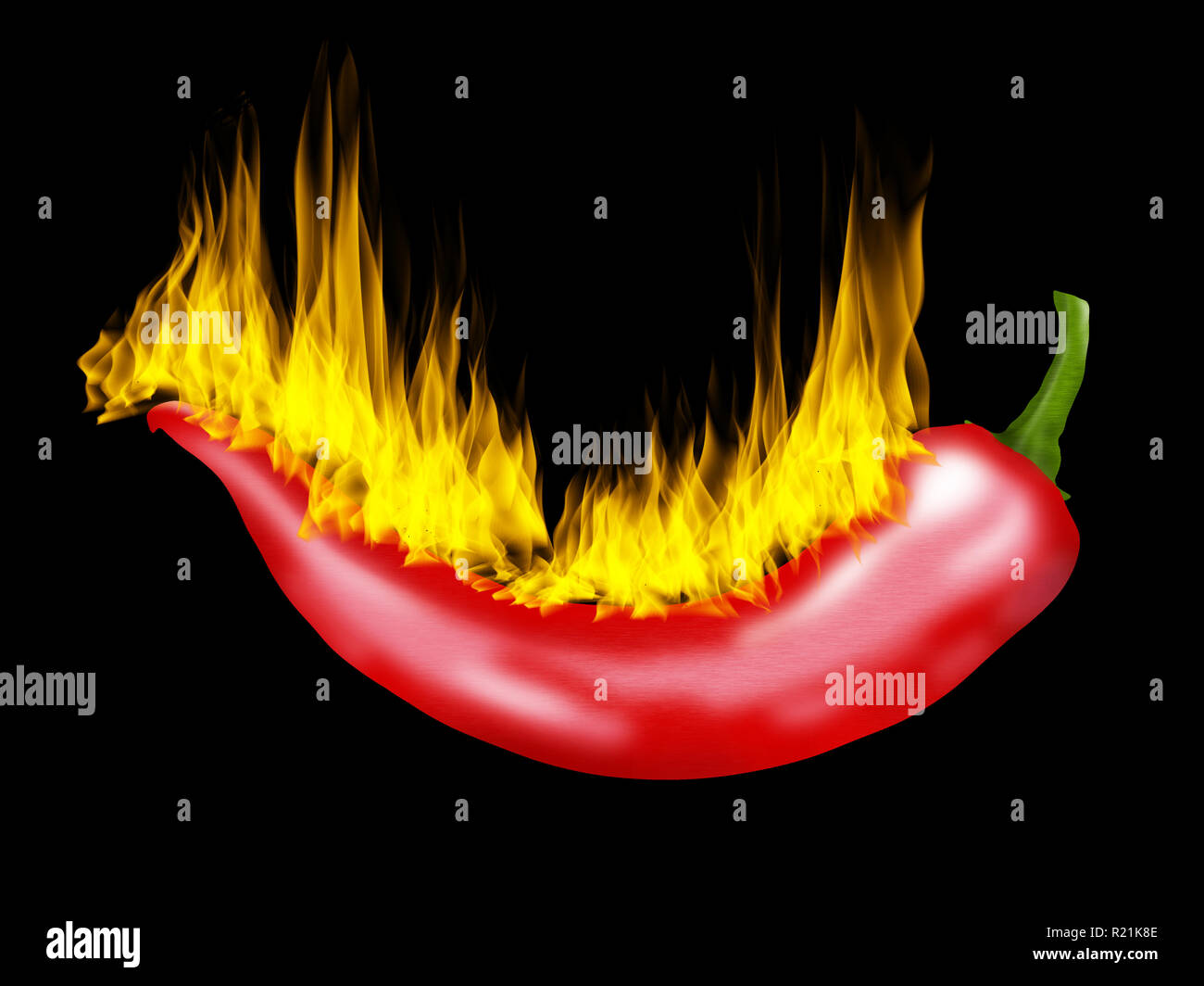 Red chili peppers are the topic of this illustration. Colors include ...