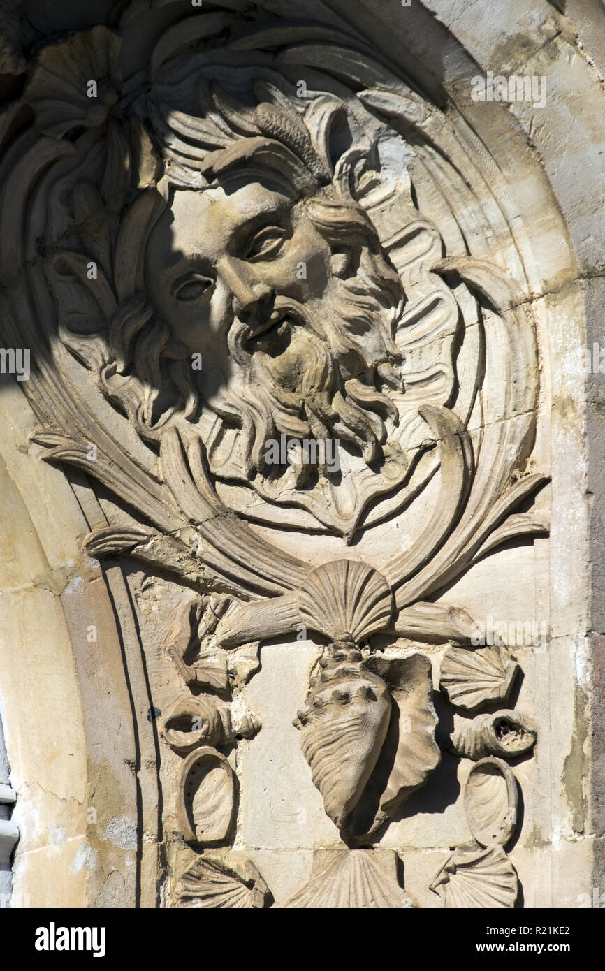 Ornate stone carving around the door of Chateau de Cirey in Cirey-sur ...
