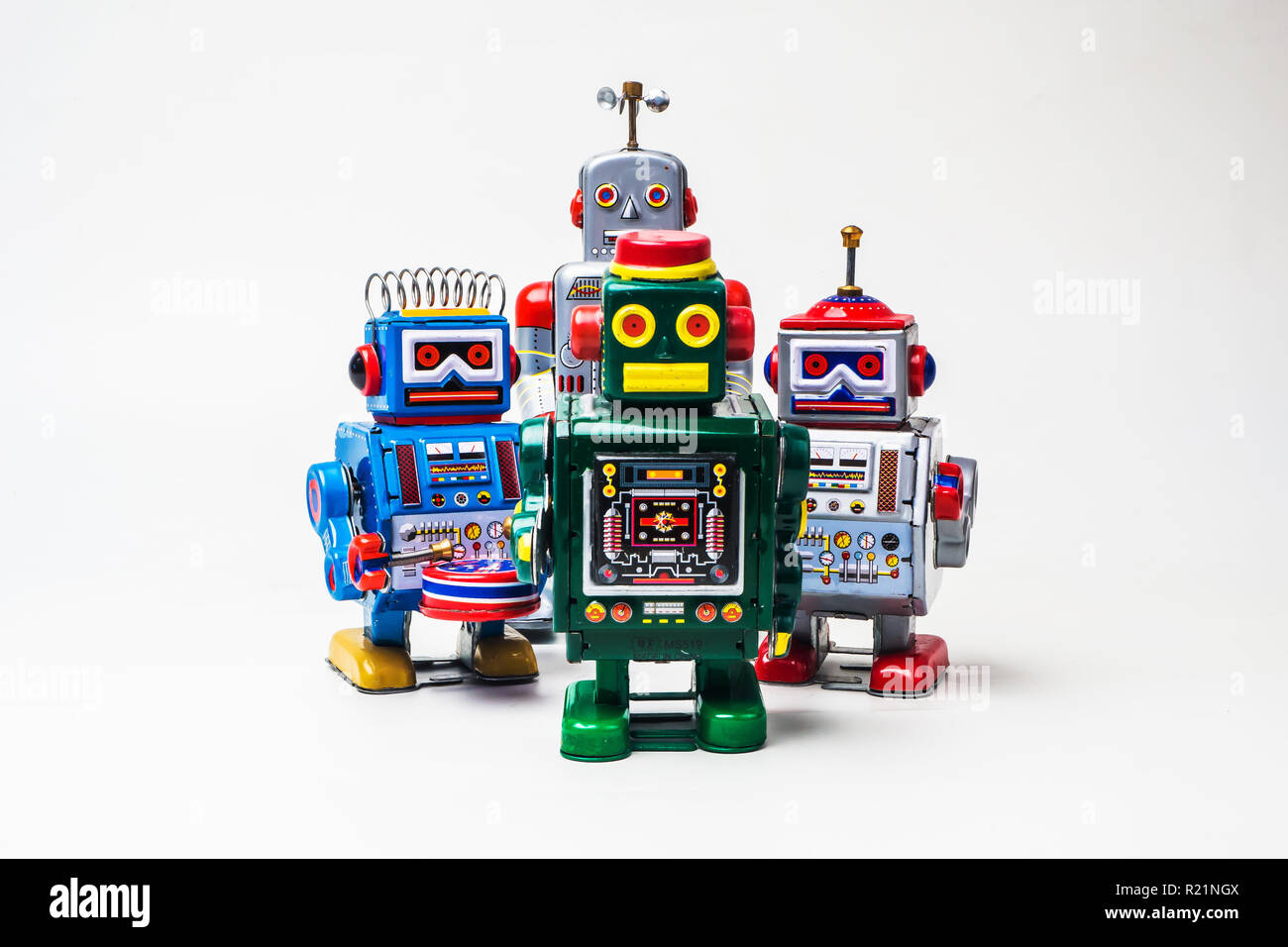 robot tin toy on white background Stock Photo - Alamy