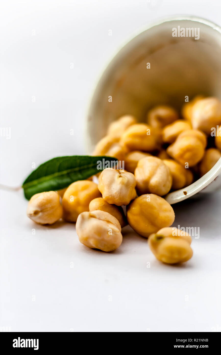 Raw bright dark brown colored Desi chana or original chickpea in a ...
