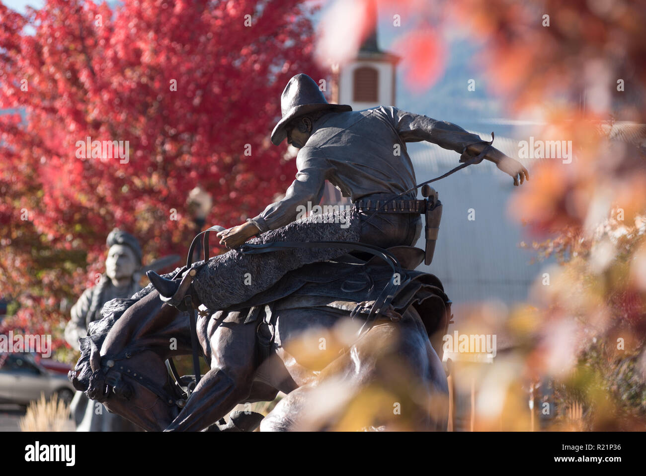 Bronze statues in downtown Joseph, Oregon Stock Photo - Alamy