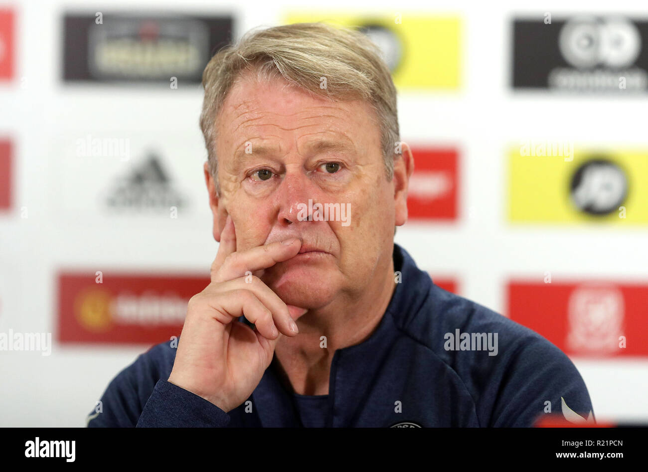 Denmark manager Age Hareide during the press conference at The Cardiff ...