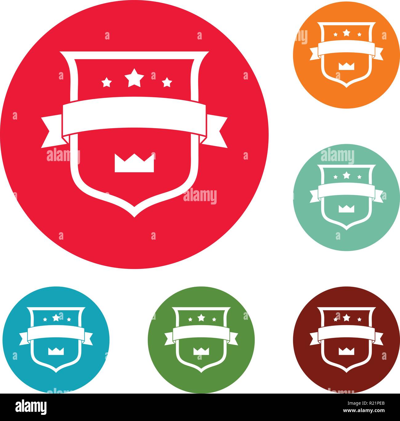 Badge crown icons circle set vector isolated on white background Stock ...